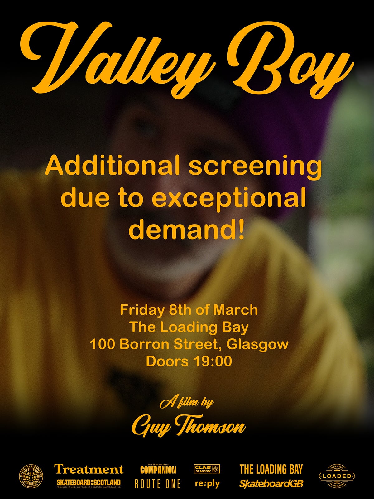 “Valley boy” screening – 08/03/2024 – The Loading Bay – Skateboard Scotland